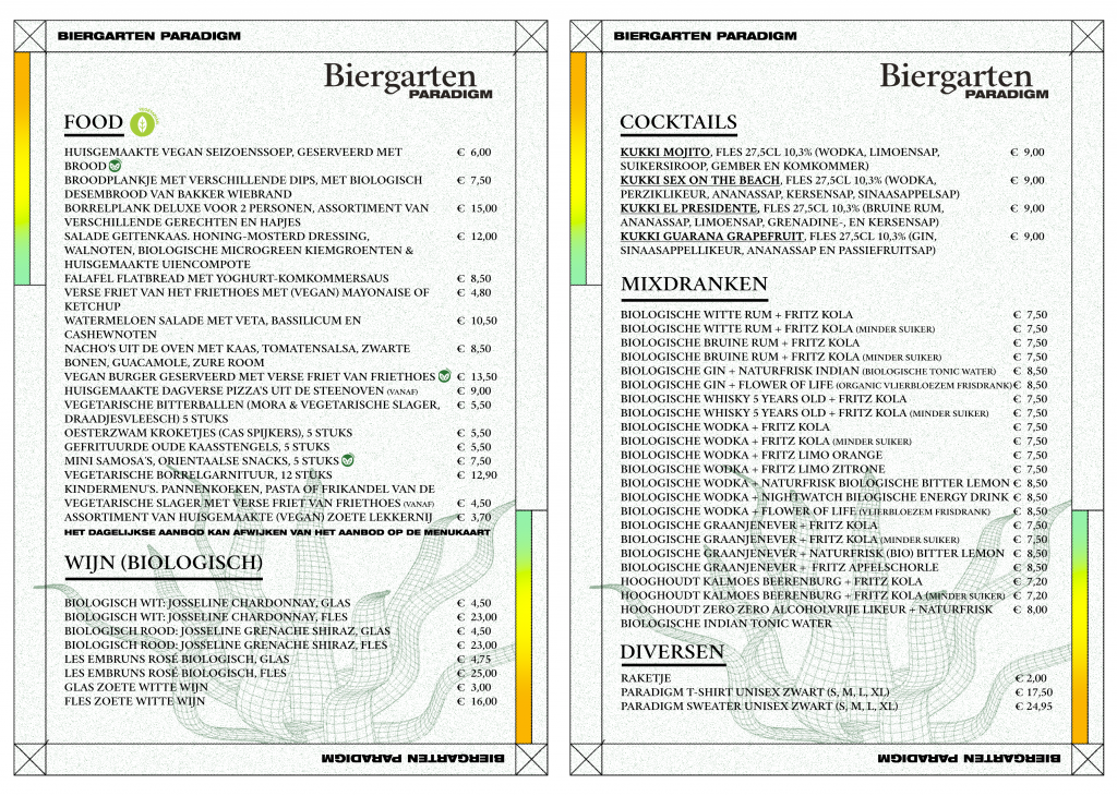 Our menu (drinks and food) – Biergarten